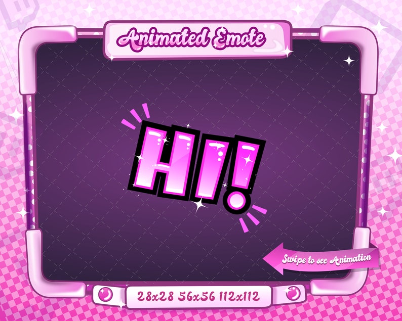ANIMATED STATIC EMOTE Hi, Animated Hi Emote, Pink Hi Sparkle Emote, Hi ...