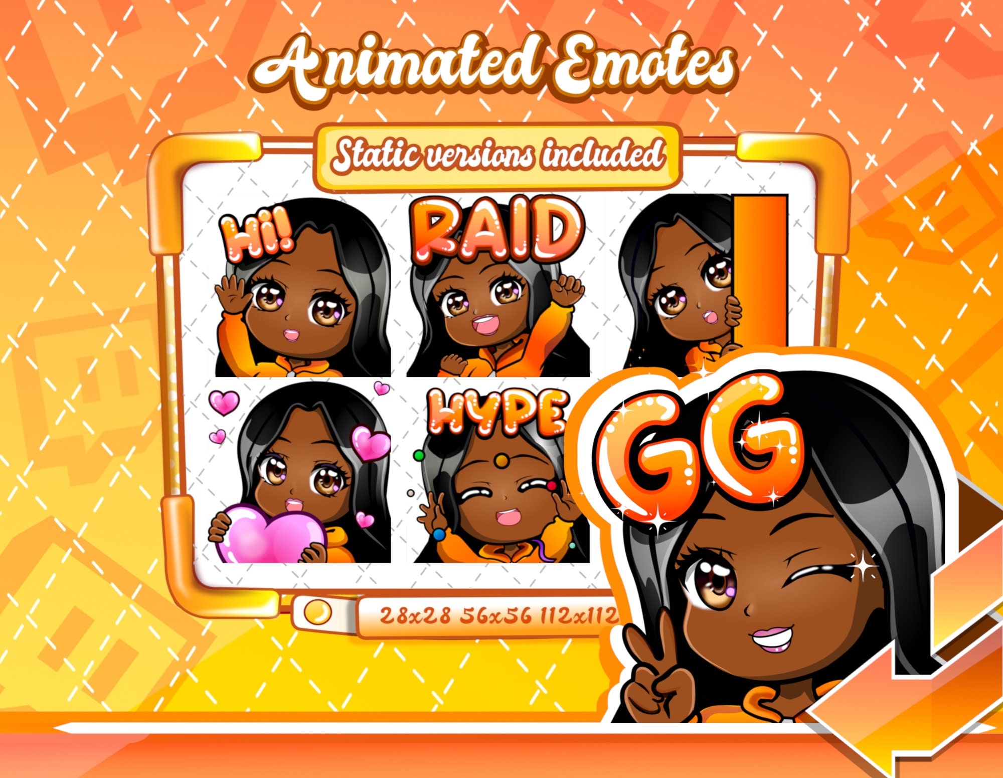 ANIMATED STATIC EMOTES Chibi Emotes, Black Girl Emotes, Animated Black ...