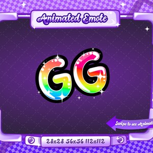 ANIMATED + STATIC EMOTE | Gg, Animated Good Game Emote, Rainbow Good ...
