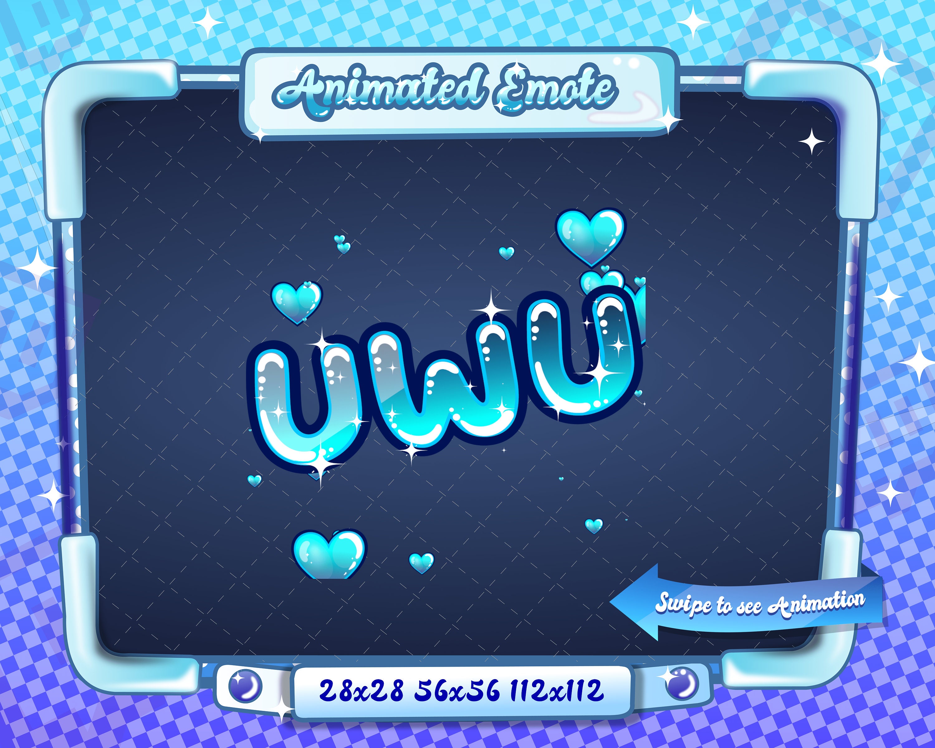 ANIMATED STATIC EMOTE Uwu, Animated Uwu Emote, Blue Uwu Sparkle Emote ...