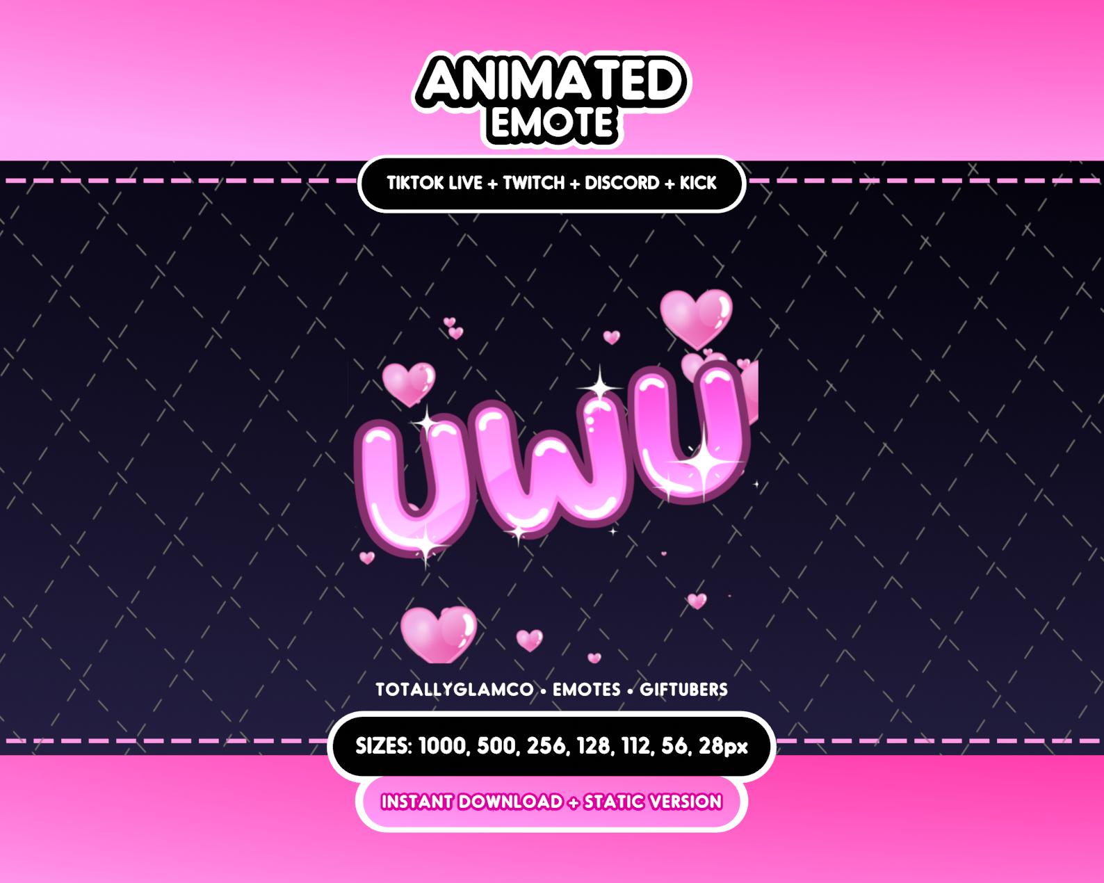 Animated + Static UWU Emote | Sparkle Text for Twitch/discord | Digital ...