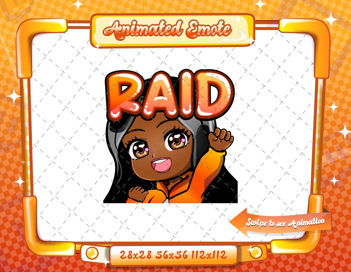 ANIMATED STATIC EMOTE Raid Chibi Emote, Animated Black Haired Emote ...