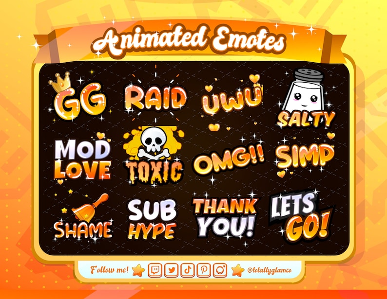 Orange Text Emote Starter Pack Animated Static, Uwu Emote, Lets Go ...