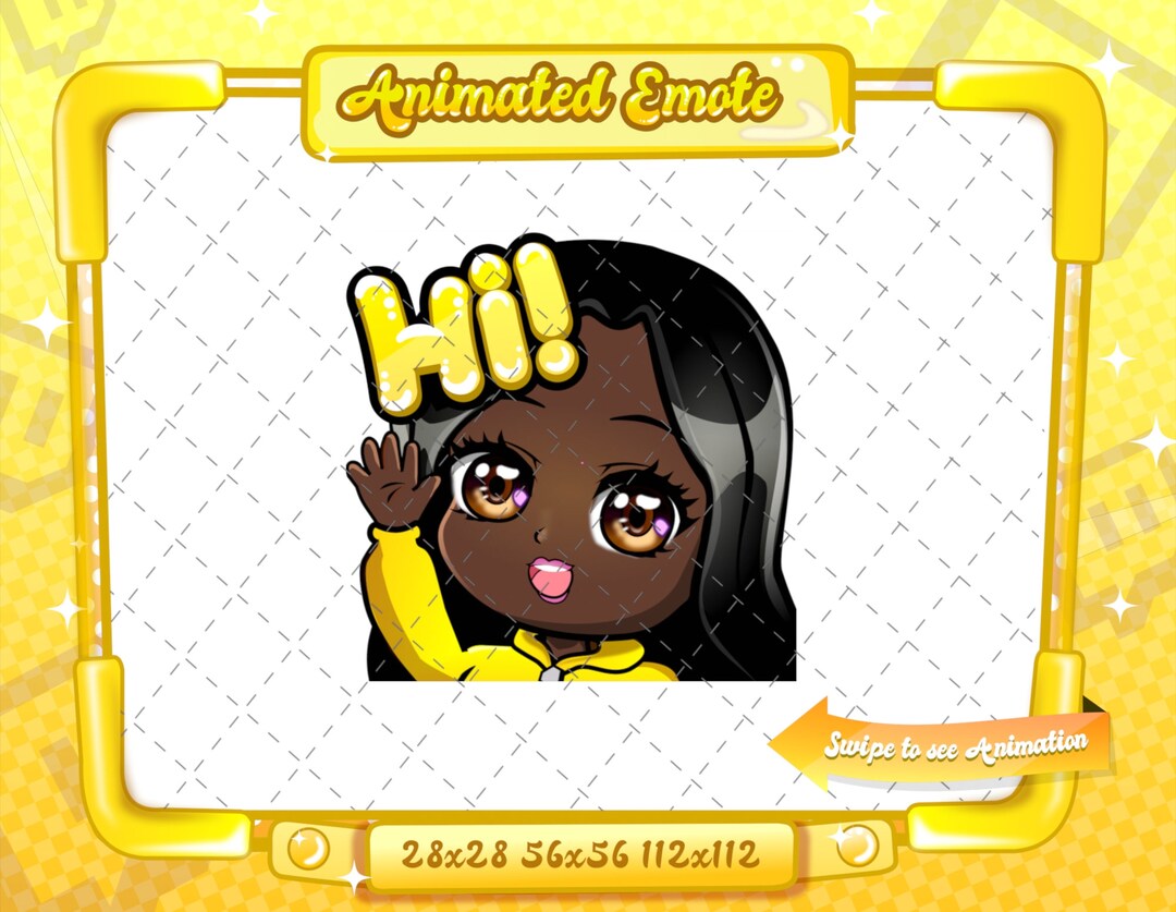 ANIMATED STATIC EMOTE Hi Chibi Emote Animated Black - Etsy