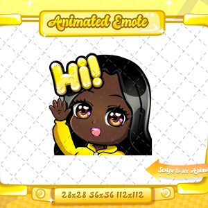 ANIMATED STATIC EMOTE Hi Chibi Emote Animated Black - Etsy