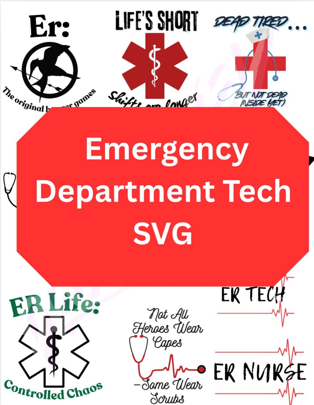 Emergency Room Tech SVG: Funny Medical T-shirt Design (digital Download ...