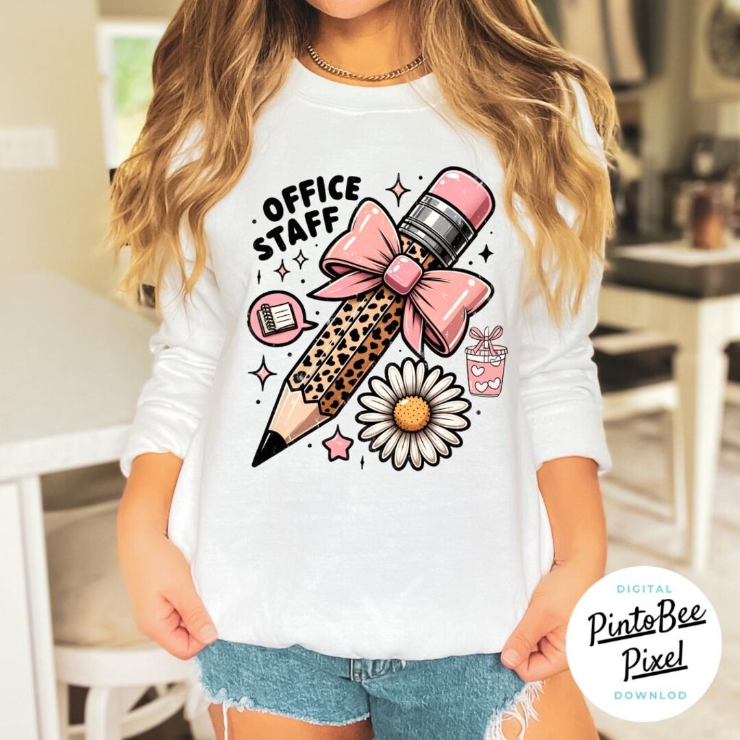 Office Staff Pencil Bow PNG, Preppy Leopard Print (digital Download) - Etsy