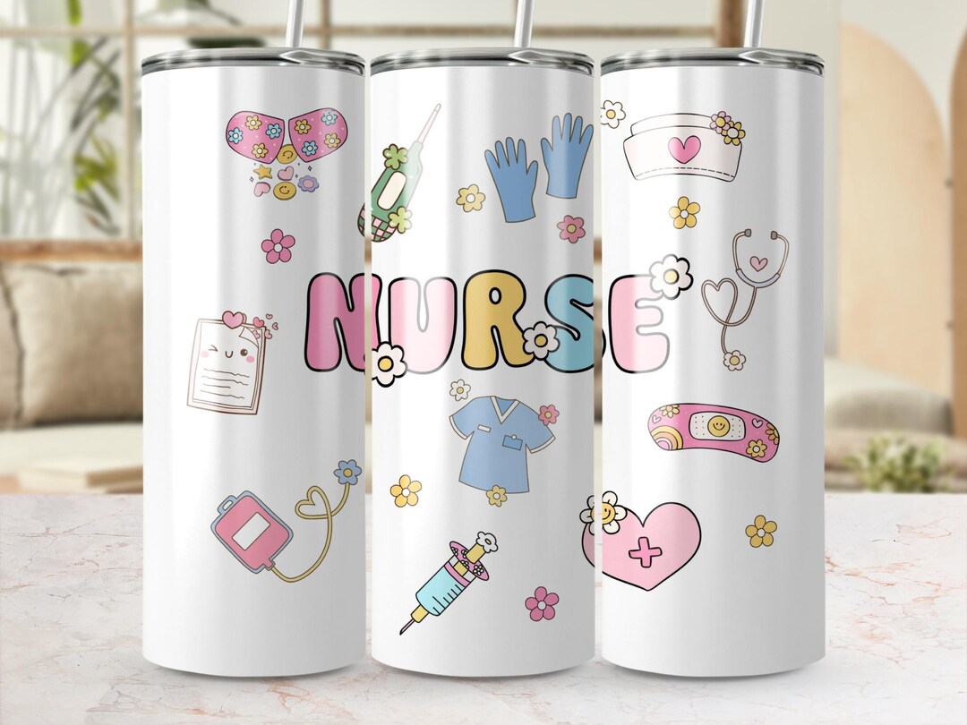 Nurse Tumbler Wrap, Floral Digital PNG, Medical Gift for Nurses, Nurse ...