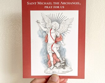Saint Michael the Archangel Prayer Card, St. Michael Watercolor Art ...