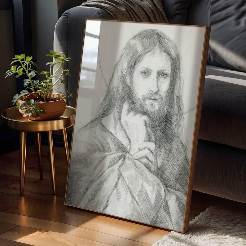 Portrait Drawing of Jesus Christ Catholic Sketchbook Fine Art Print - Etsy