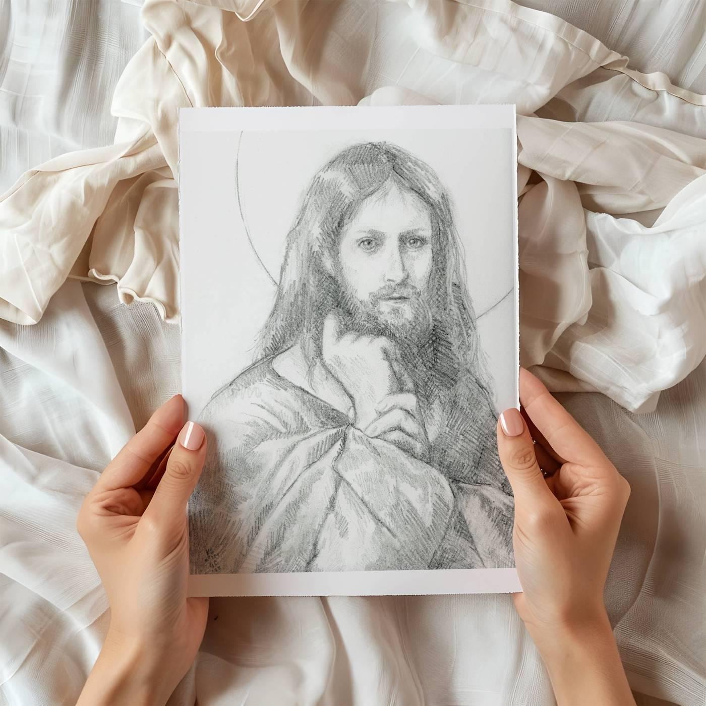Portrait Drawing of Jesus Christ Catholic Sketchbook Fine Art Print - Etsy