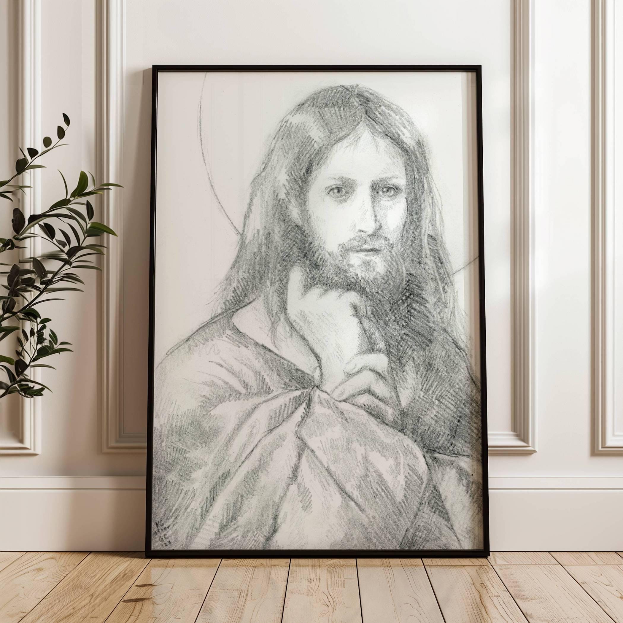 Portrait Drawing of Jesus Christ Catholic Sketchbook Fine Art Print - Etsy