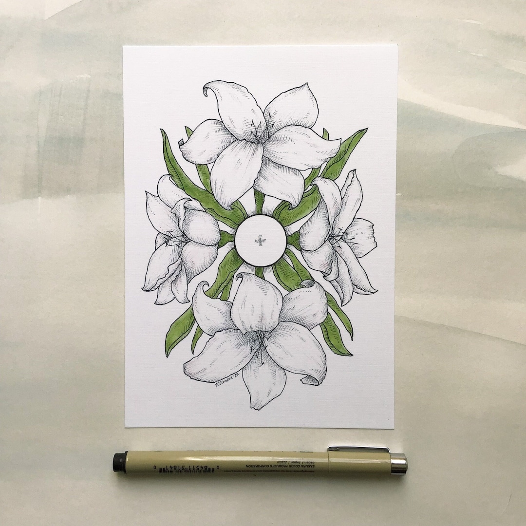 Catholic Floral Monstrance Art Print Lily Drawing - Etsy