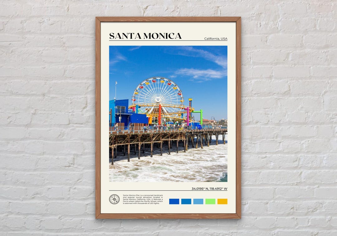 Real Photo, Santa Monica Print, Santa Monica Wall Art, Santa Monica ...