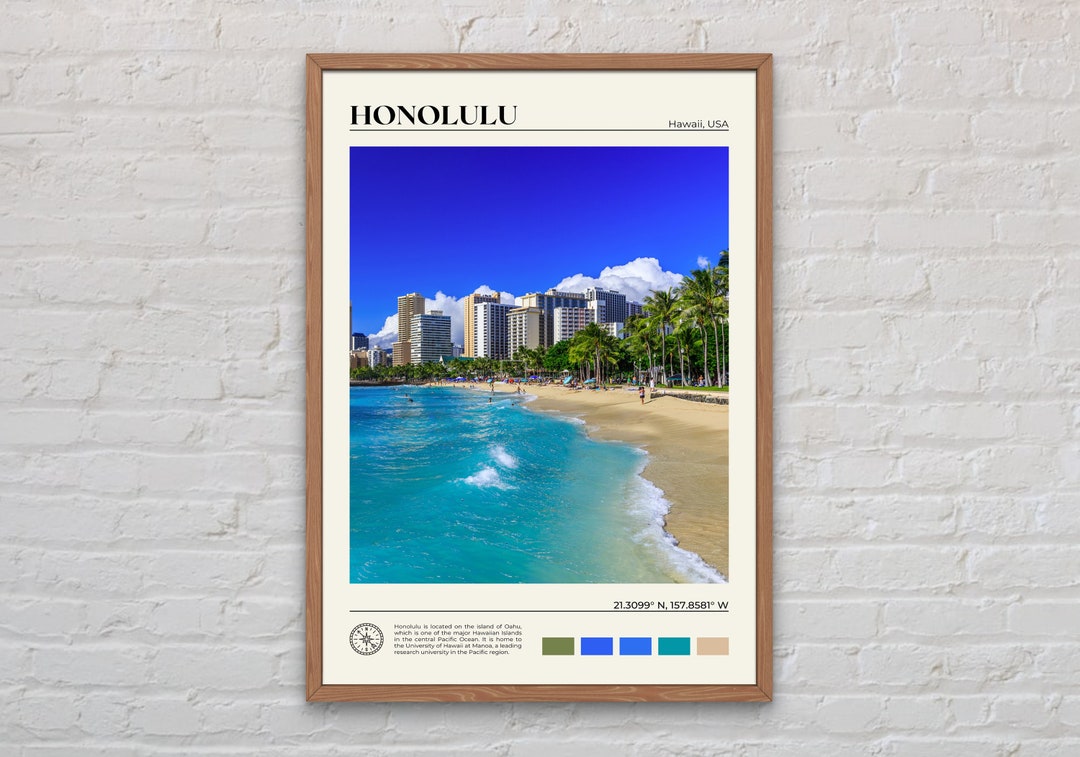 Real Photo, Honolulu Print, Honolulu Wall Art, Honolulu Poster ...