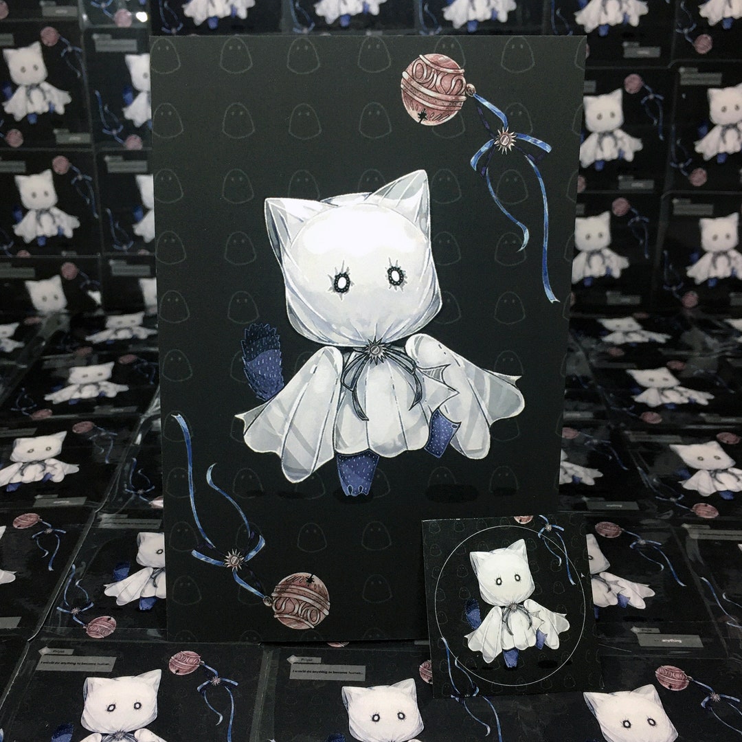 Priyet - Ghost Cat - Nier RE - 4x6 - Small Print + Sticker - Etsy