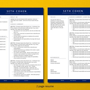 Professional Resume Template the seth Resume | Etsy