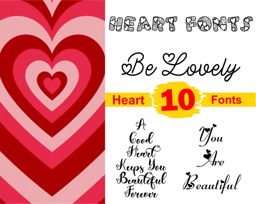 Heart Font Bundle, Cursive Fonts Heart Bundle, Wedding Fonts Bundle ...