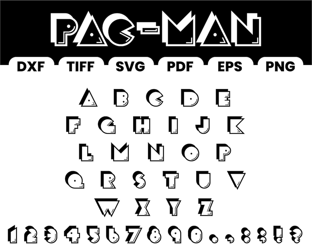 Pac-man Font,ttf,eps,png,pdf,dxf,svg - Etsy