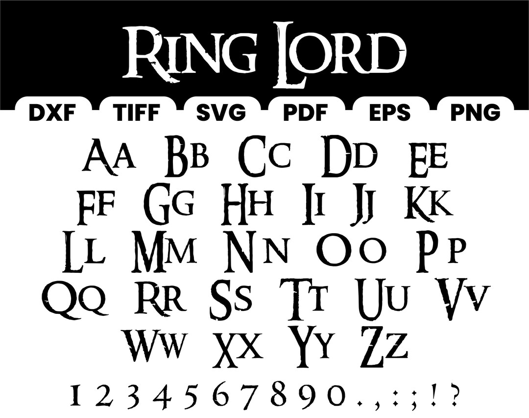Ring Lord Font, TTF, Eps, Png, Pdf, Dxf, Svg - Etsy España
