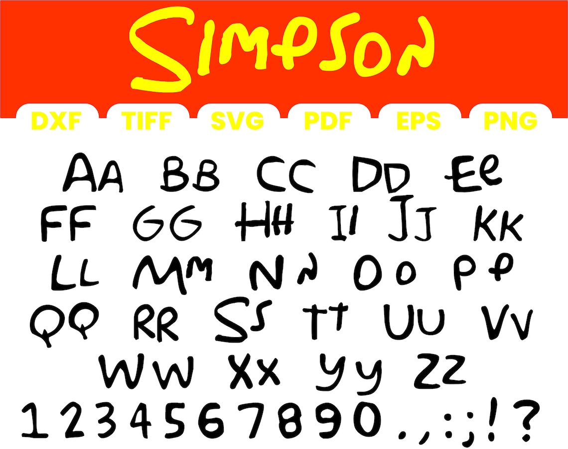 Fuente Simpson, TTF, Eps, Png, Pdf, Dxf, Svg - Etsy España