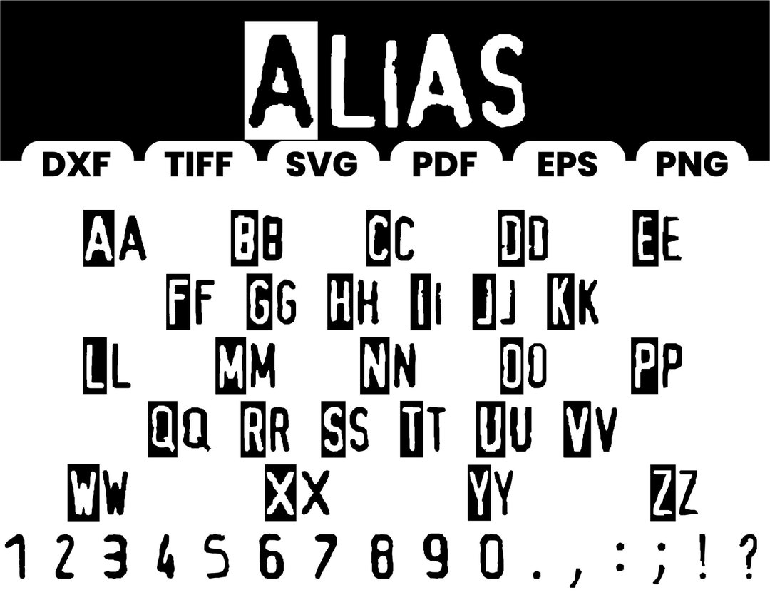 Alias Font,ttf,svg,eps,png,pdf,dxf - Etsy
