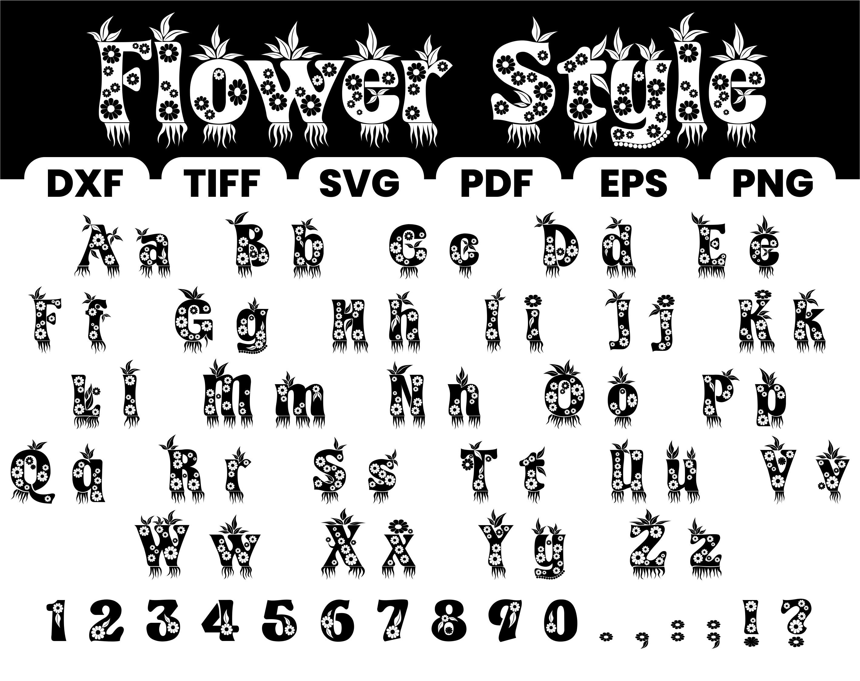 Flower Style Font,ttf,eps,png,pdf,dxf,svg - Etsy