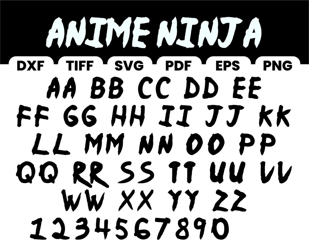 Anime Ninja Font,ttf,eps,png,pdf,dxf,svg - Etsy