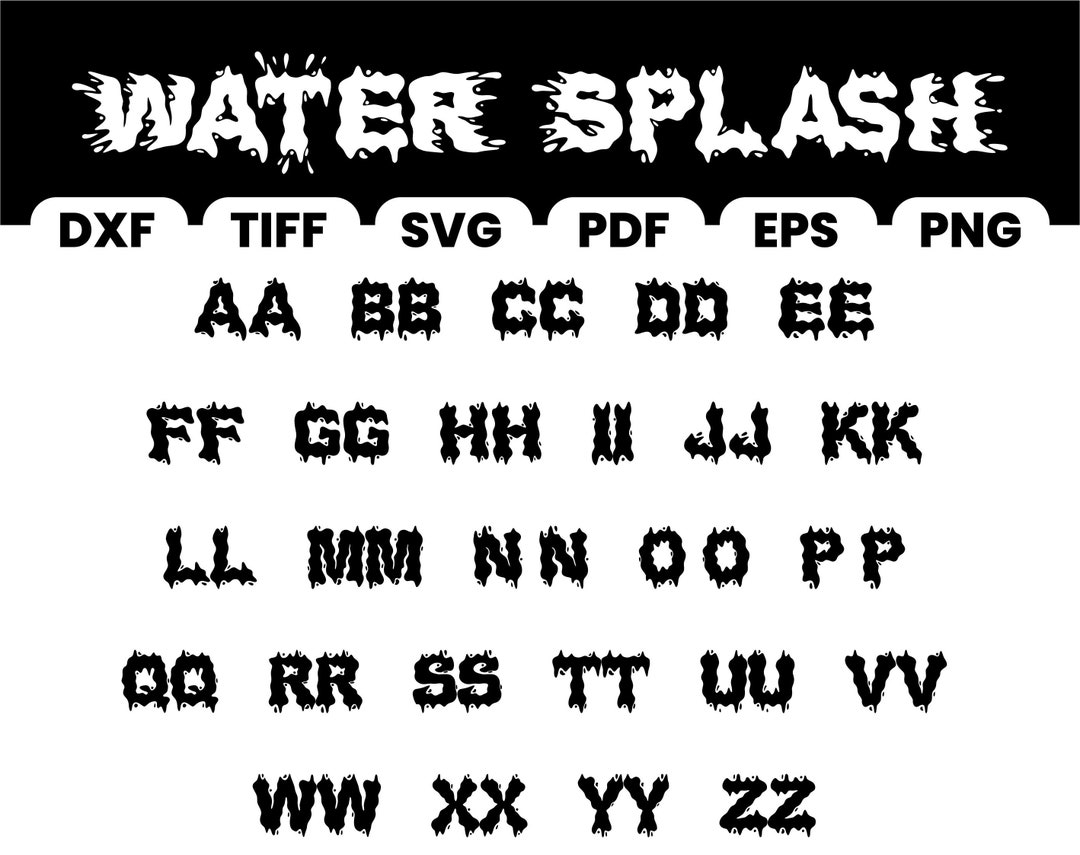 Water Splash Font,ttf,eps,png,pdf,dxf,svg - Etsy