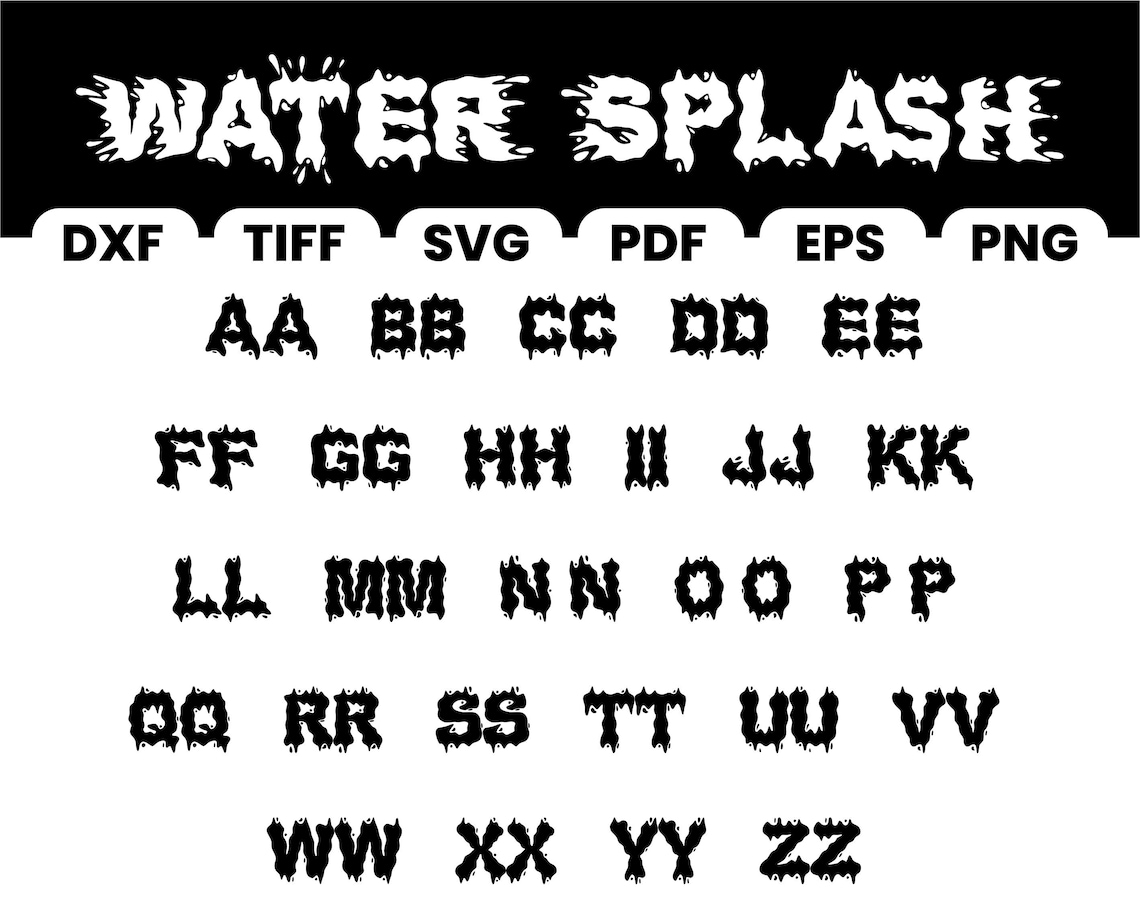 Water Splash Font,ttf,eps,png,pdf,dxf,svg - Etsy