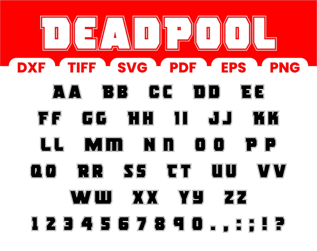 Deadpool Font,ttf,eps,png,pdf,dxf,svg - Etsy