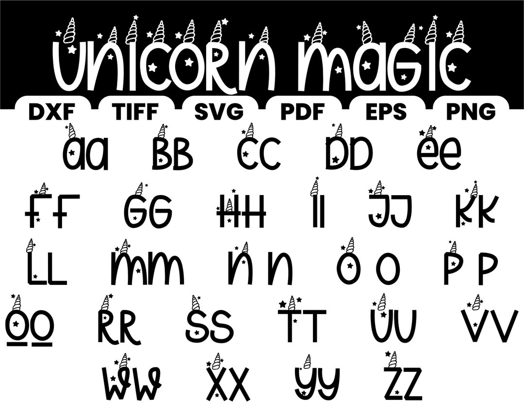 Unicorn Font,ttf,eps,png,pdf,dxf,svg - Etsy