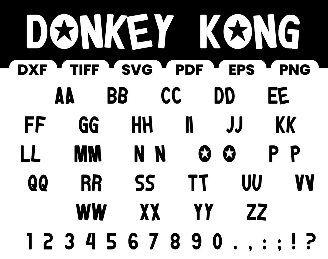 Donkey Kong Font,ttf,eps,png,pdf,dxf,svg - Etsy