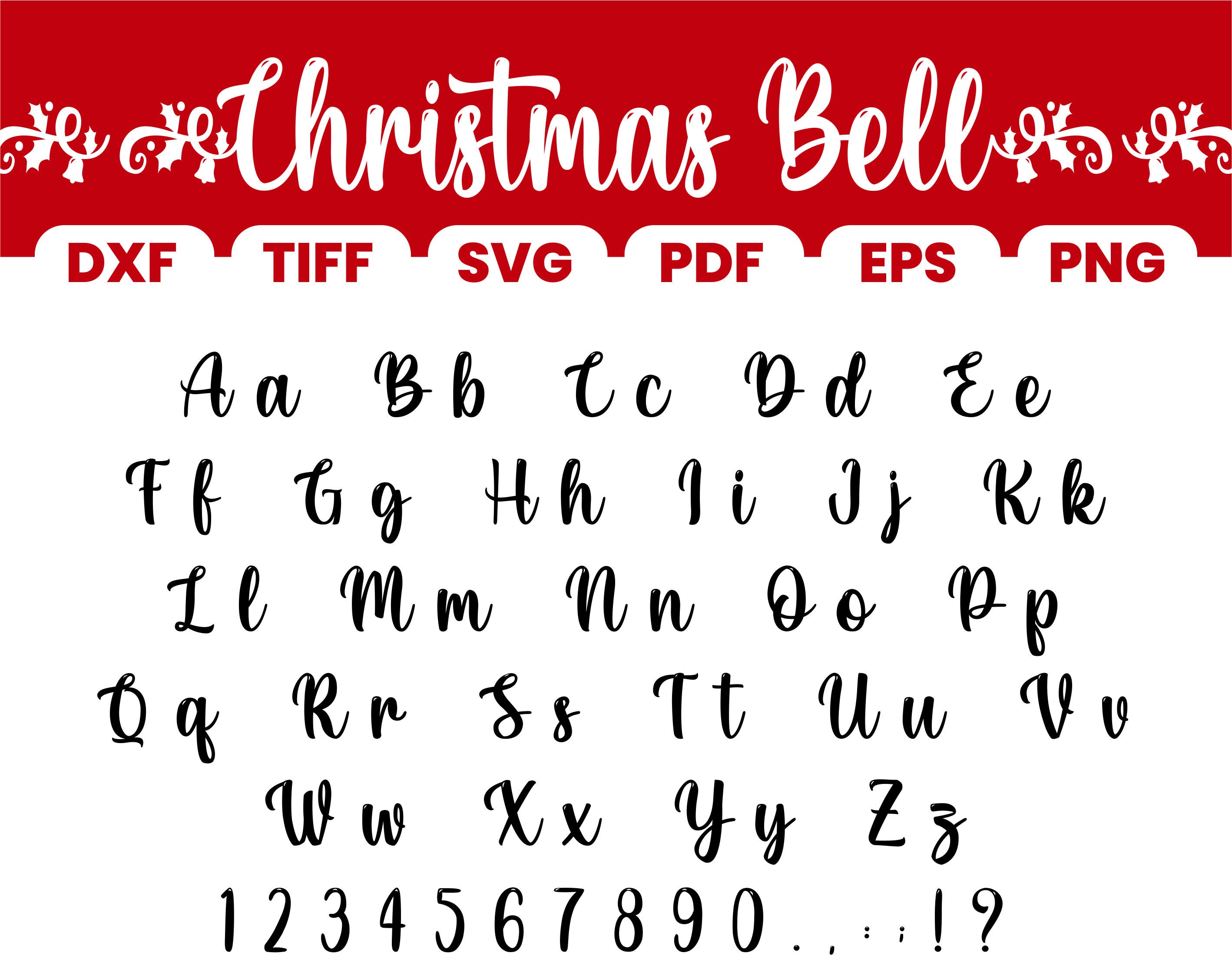 Christmas Bell Font,ttf,eps,png,pdf,dxf,svg - Etsy