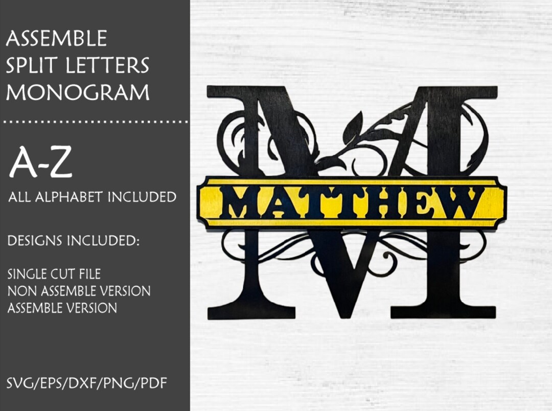 Muti Layer Monogram Full Alphabet Letters - Laser Ready File,svg,eps ...