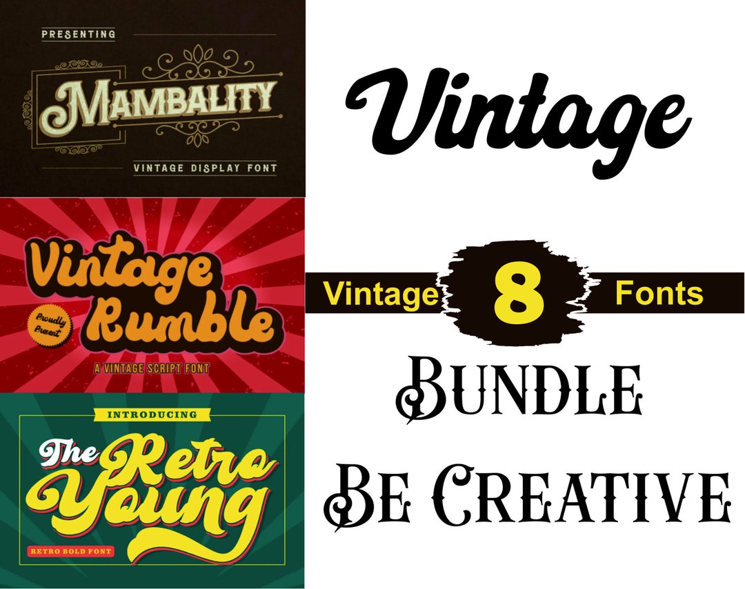 Vintage Fonts Bundle, Retro Font, Modern Vintage,vintage Alphabet Svg ...