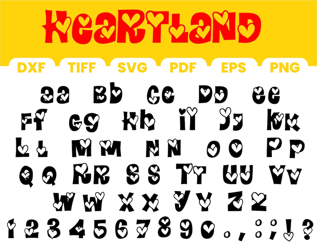 Heartland Font,ttf,eps,png,pdf,dxf,svg - Etsy
