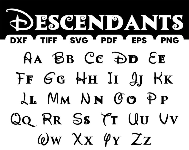 Descendants Fontttfepspngpdfdxfsvg | Etsy