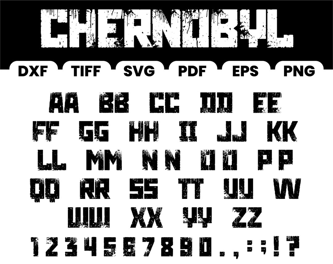 Chernobyl Font, TTF, Eps, Png, Pdf, Dxf, Svg - Etsy België
