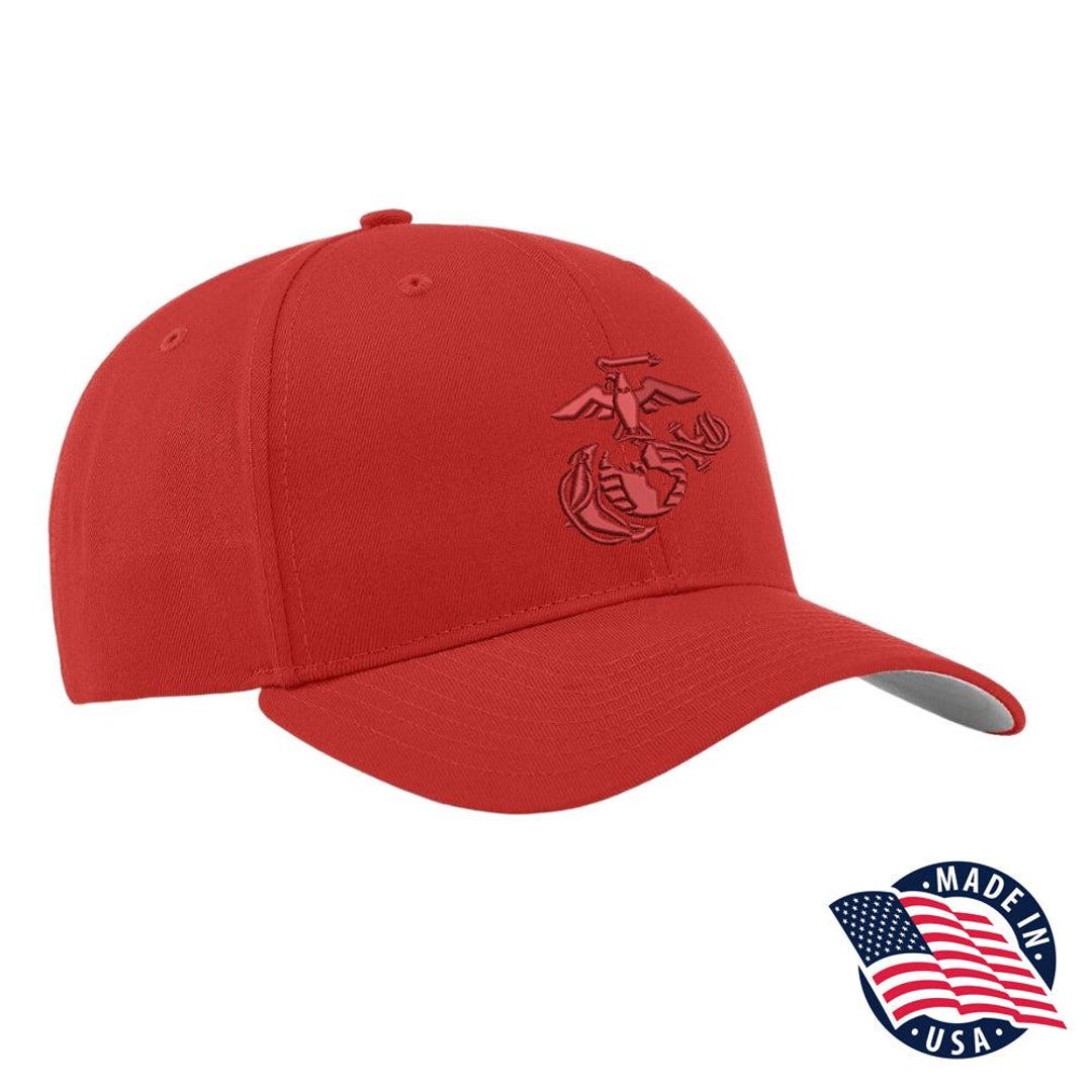Eagle Globe & Anchor Tonal Structured USMC Hat - Red Hat W/ Red Logo - Etsy
