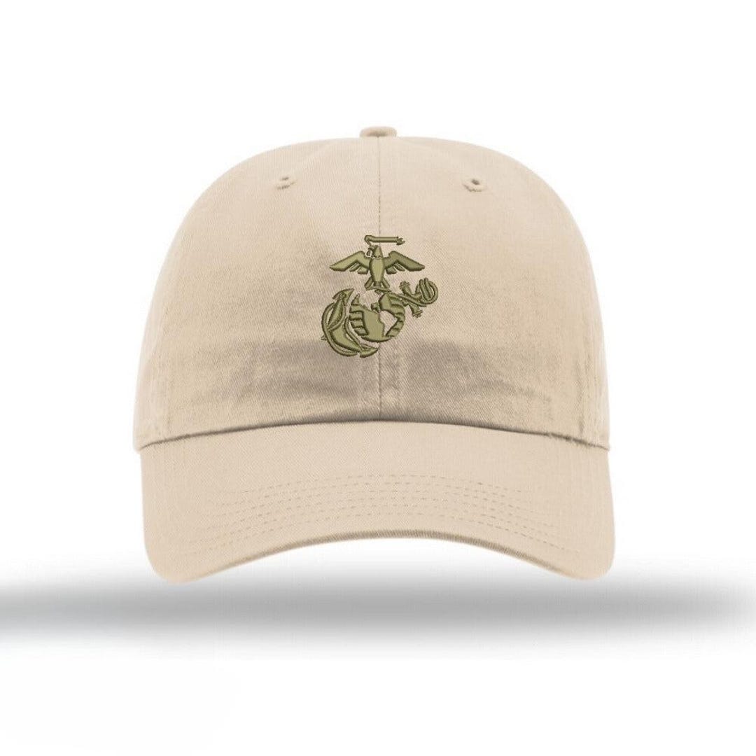 Eagle Globe & Anchor Unstructured USMC Hat Embroidery Stone Hat W/ OD ...