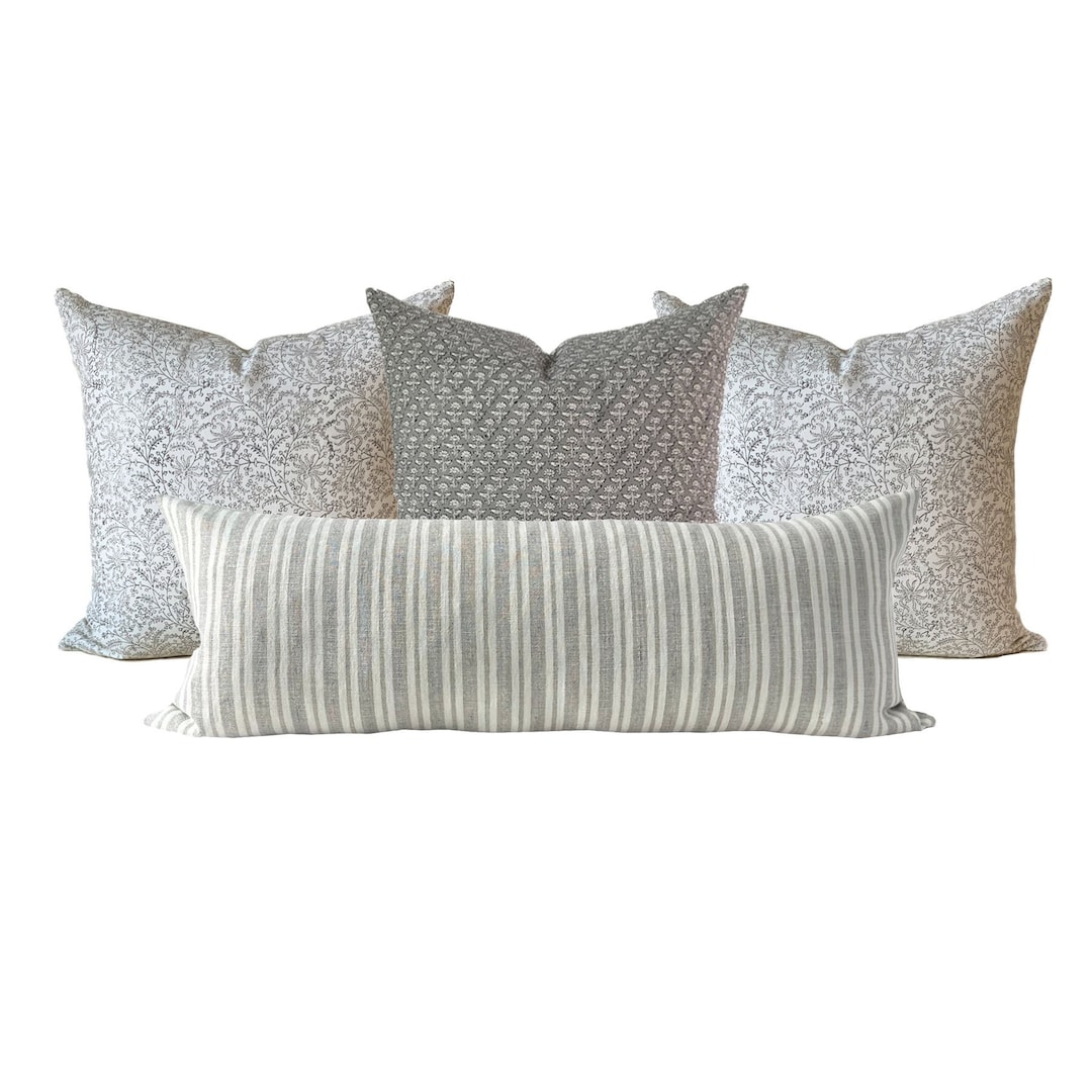 Bed Pillow Combo, Pillow Case Set With Lumbar, Neutral Pattern Pillow ...
