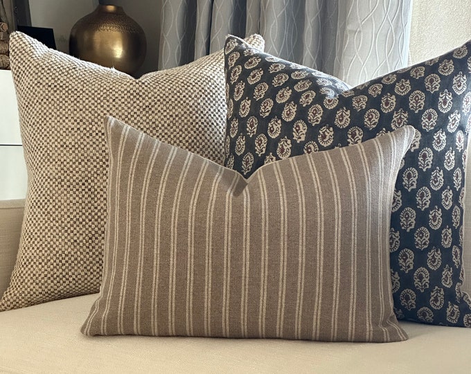 Three Pillow Cover Combination Set, Linen Designer Pillow Collection ...