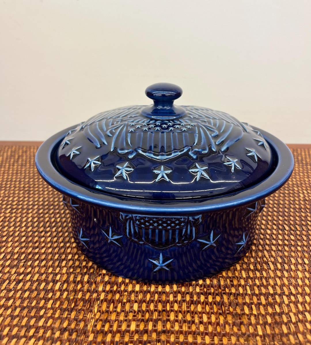 Longaberger Pottery American Eagle Cobalt Blue Covered Casserole - Etsy