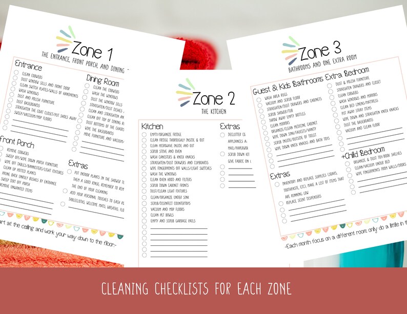 Printable Cleaning Checklist, Fly Lady Control Journal, Zone Journal ...