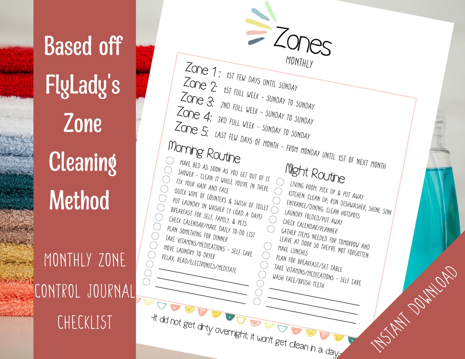 Printable Cleaning Checklist, Fly Lady Control Journal, Zone Journal ...