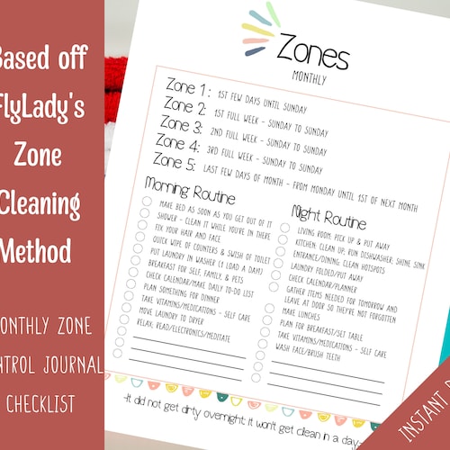 Printable Cleaning Checklist Fly Lady Control Journal Zone - Etsy