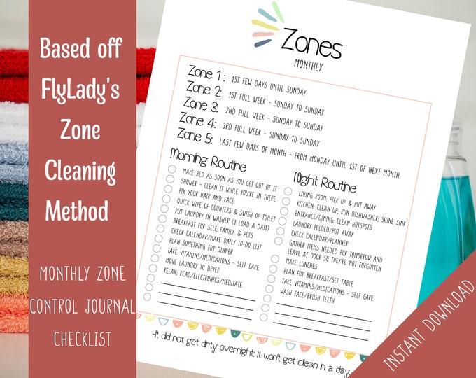 Printable Cleaning Checklist Fly Lady Control Journal Zone - Etsy