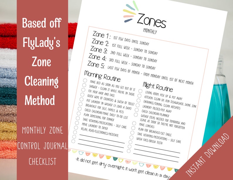 Printable Cleaning Checklist, Fly Lady Control Journal, Zone Journal ...