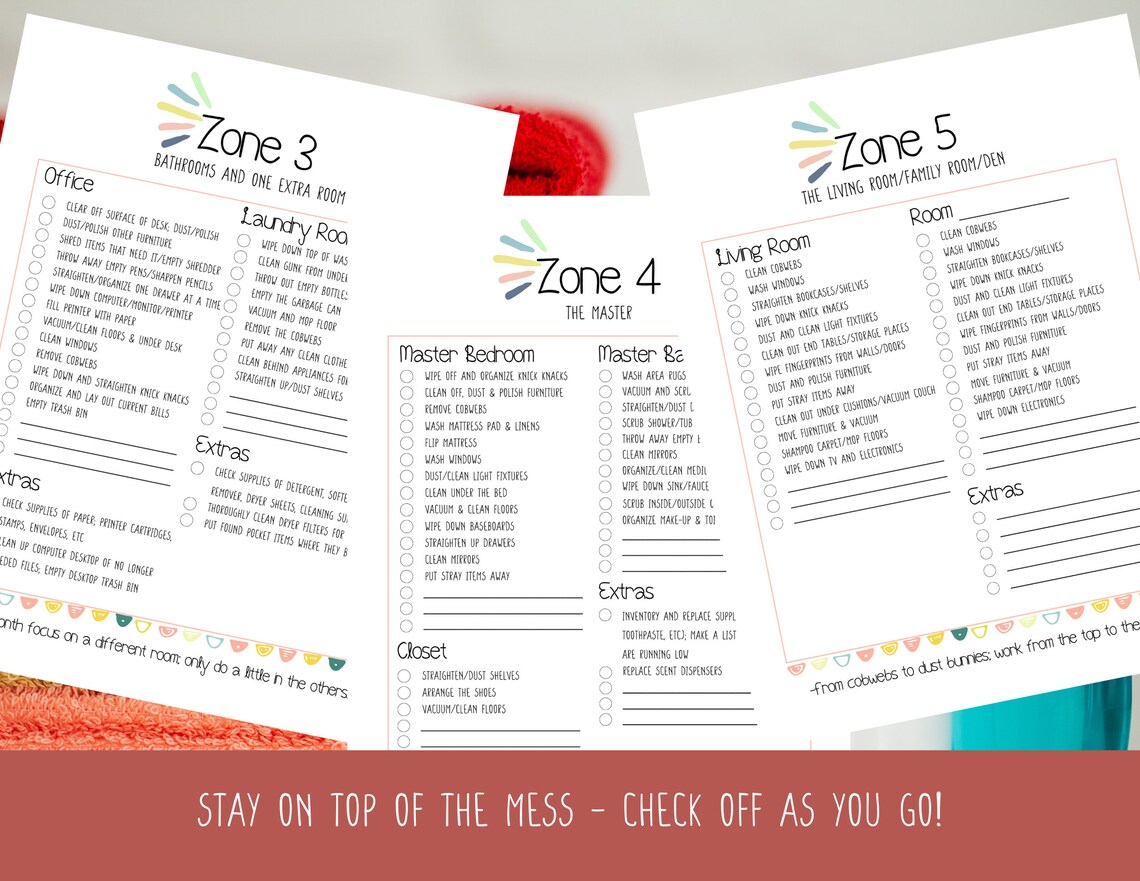 Printable Cleaning Checklist, Fly Lady Control Journal, Zone Journal ...